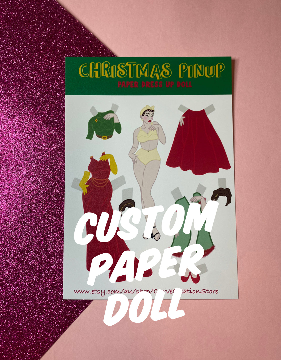 Custom retro pinup 1950s Paper Doll Digital Artwork – Curvecreationstore